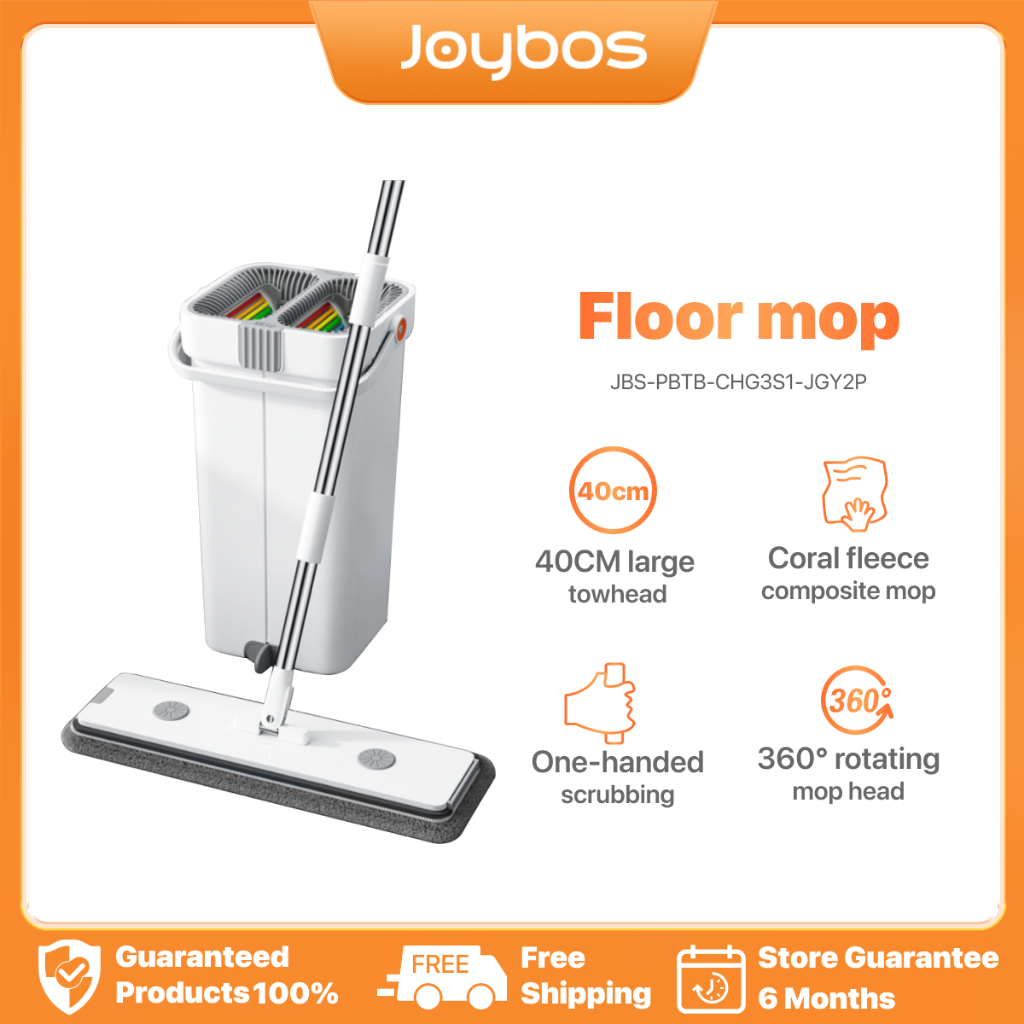 Joybos® Handfree Cleaning Flat Floor Magic Mop and Bucket Set Self Wash and Dry with Stainless ...