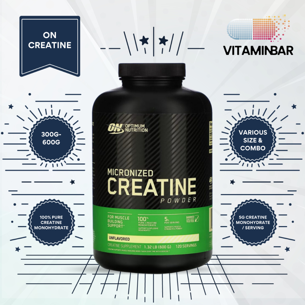 Optimum Nutrition Creatine - Micronized Powder 300g/600g, 100/300 ...