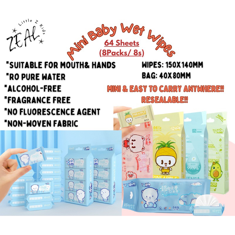 🇸🇬 𝟔𝟒 𝐒𝐡𝐞𝐞𝐭𝐬 𝐁𝐚𝐛𝐲 𝐖𝐞𝐭 𝐖𝐢𝐩𝐞𝐬 - 𝐌𝐢𝐧𝐢 𝐏𝐚𝐜𝐤 𝐃𝐢𝐬𝐩𝐨𝐬𝐚𝐛𝐥𝐞 𝐇𝐚𝐧𝐝 𝐌𝐨𝐮𝐭𝐡 𝐖𝐞𝐭 ...