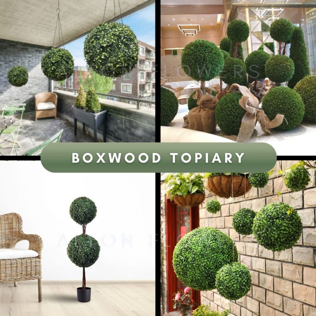 Artificial Boxwood Topiary Ball Plants, 6 Inches Hanging Plants Wedding ...