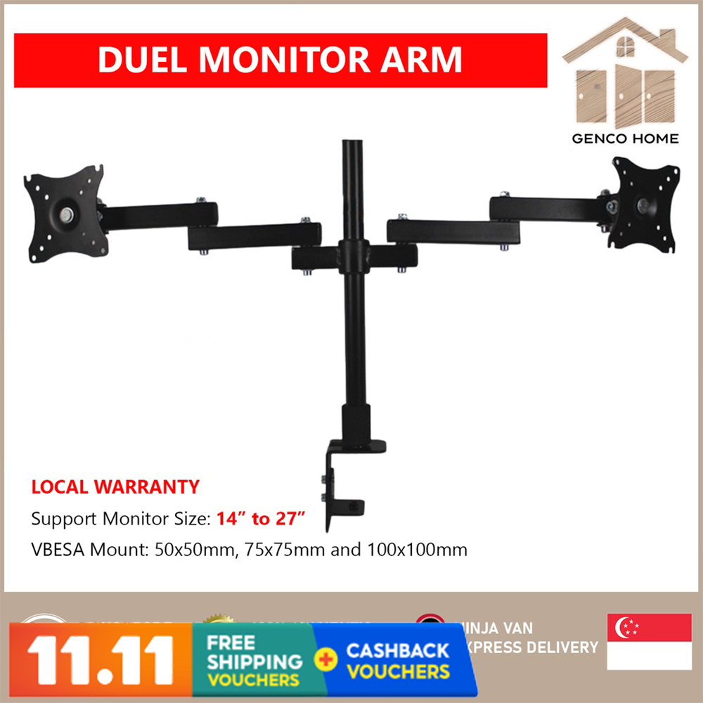 Dual Monitor Arm Support up to 27" Monitor Stand | Monitor Mount ...