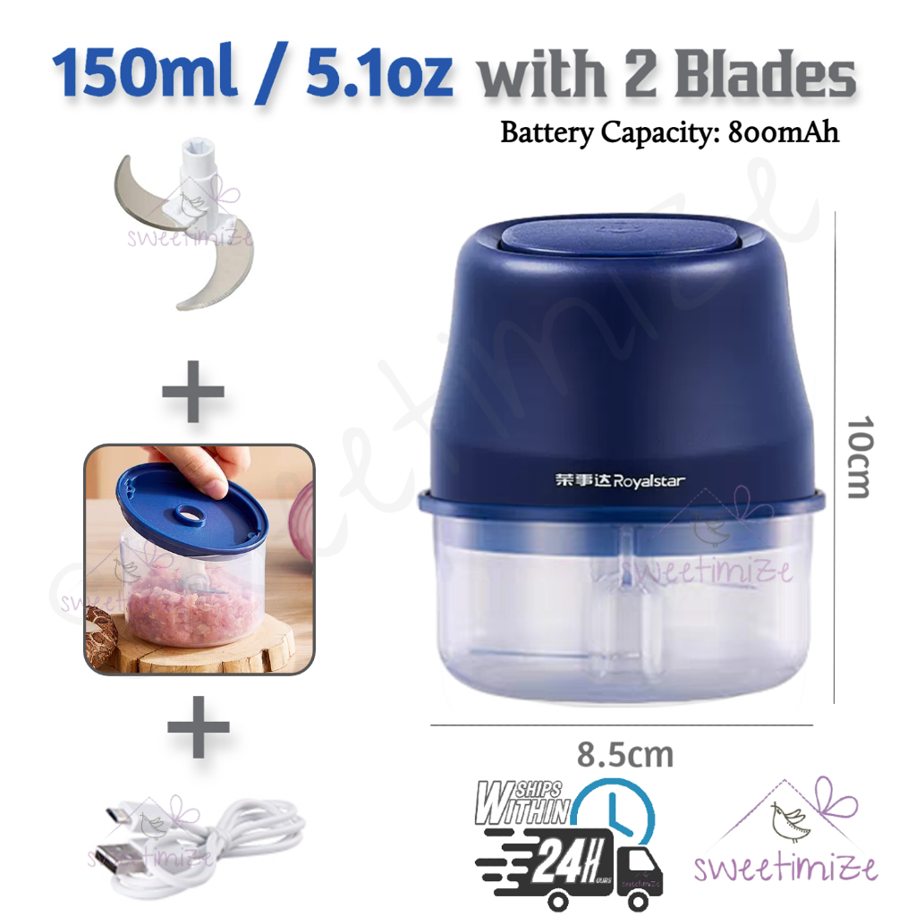 🇸🇬 Kitchen Mini Electric Food Processor/Rechargeable Garlic Blender/USB ...