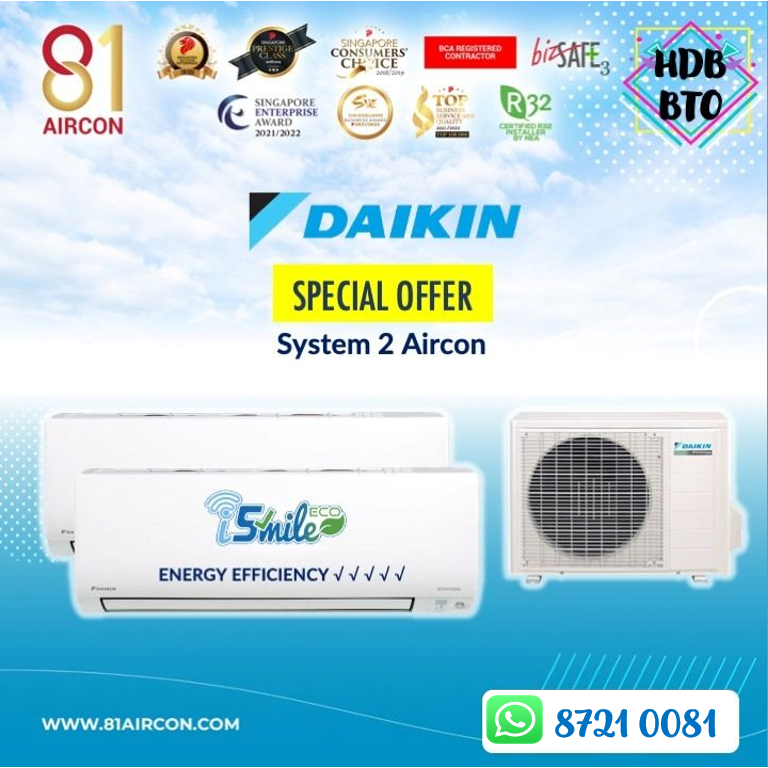 【Daikin】R32 iSmile Eco Series_System 2 ( Wifi Built-In ) 5 Ticks ...