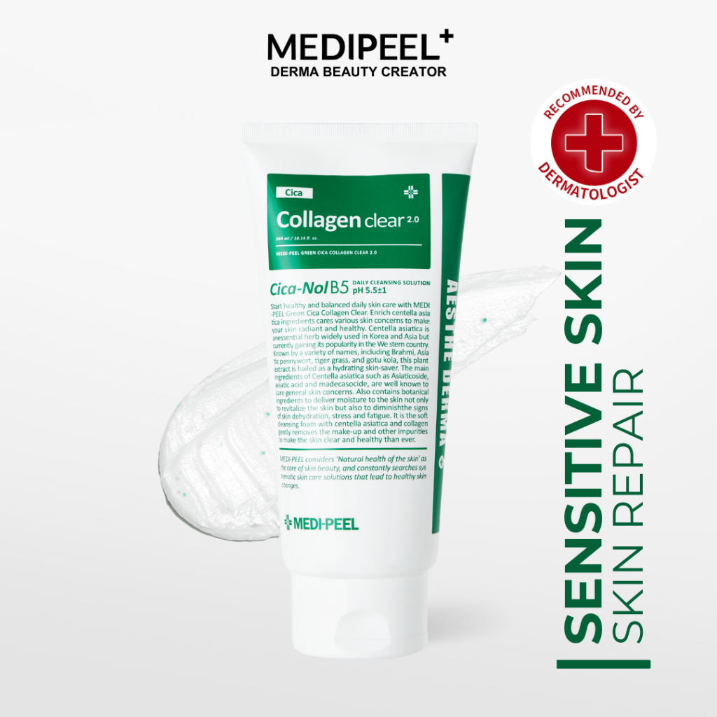 MEDIPEEL Sensitive Skin Upgraded Green Cica Collagen Clear 2.0 Foam ...