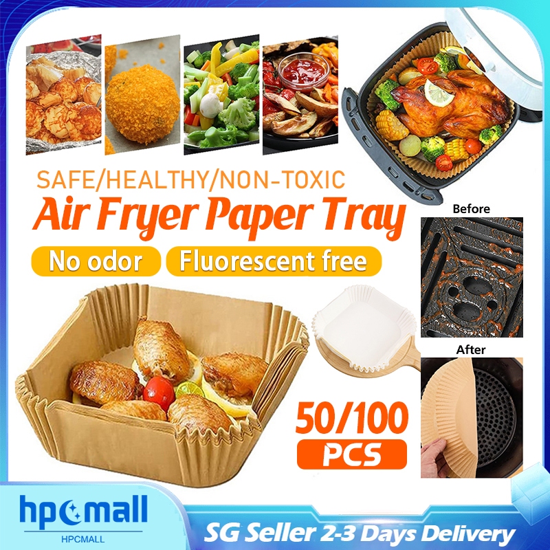 100Pcs 20CM Air Fryer Paper Square Oil Absorbing Paper Non Stick Fryer ...