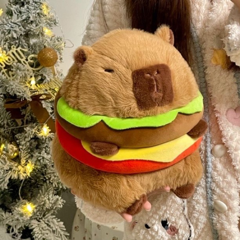 20CM Cute Soft Capy Capybara Happy Birthday Hand Sewn Hamburger Burger ...