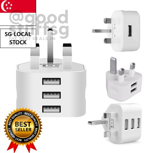 [SG FREE 🚚] Power supply 3 pin UK plug 3 AMP USB adapter wall charger ...