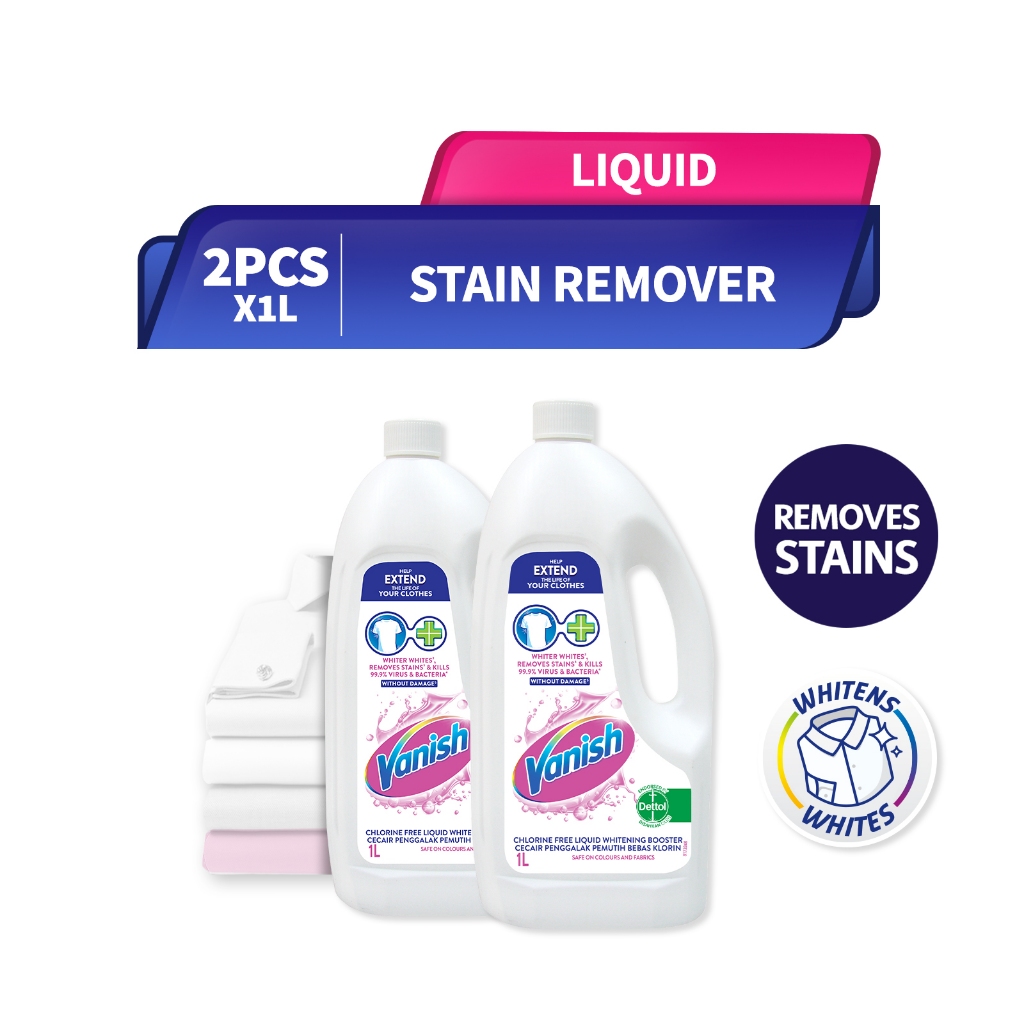 [Bundle of 2] Vanish White Liquid Laundry Fabric Stain Remover 1L ...