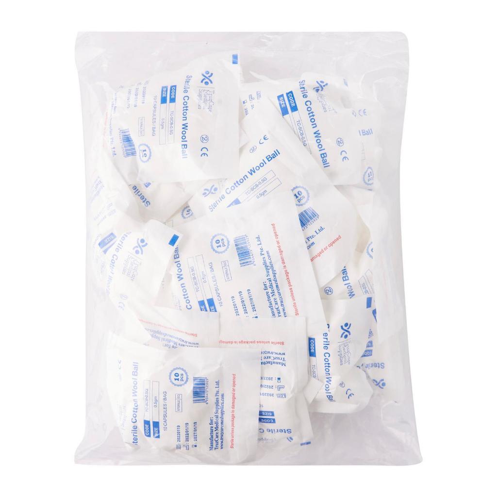 Truzcare Cotton Balls Sterile 0.5g,50/250pc cleaning wounds,hygienic ...