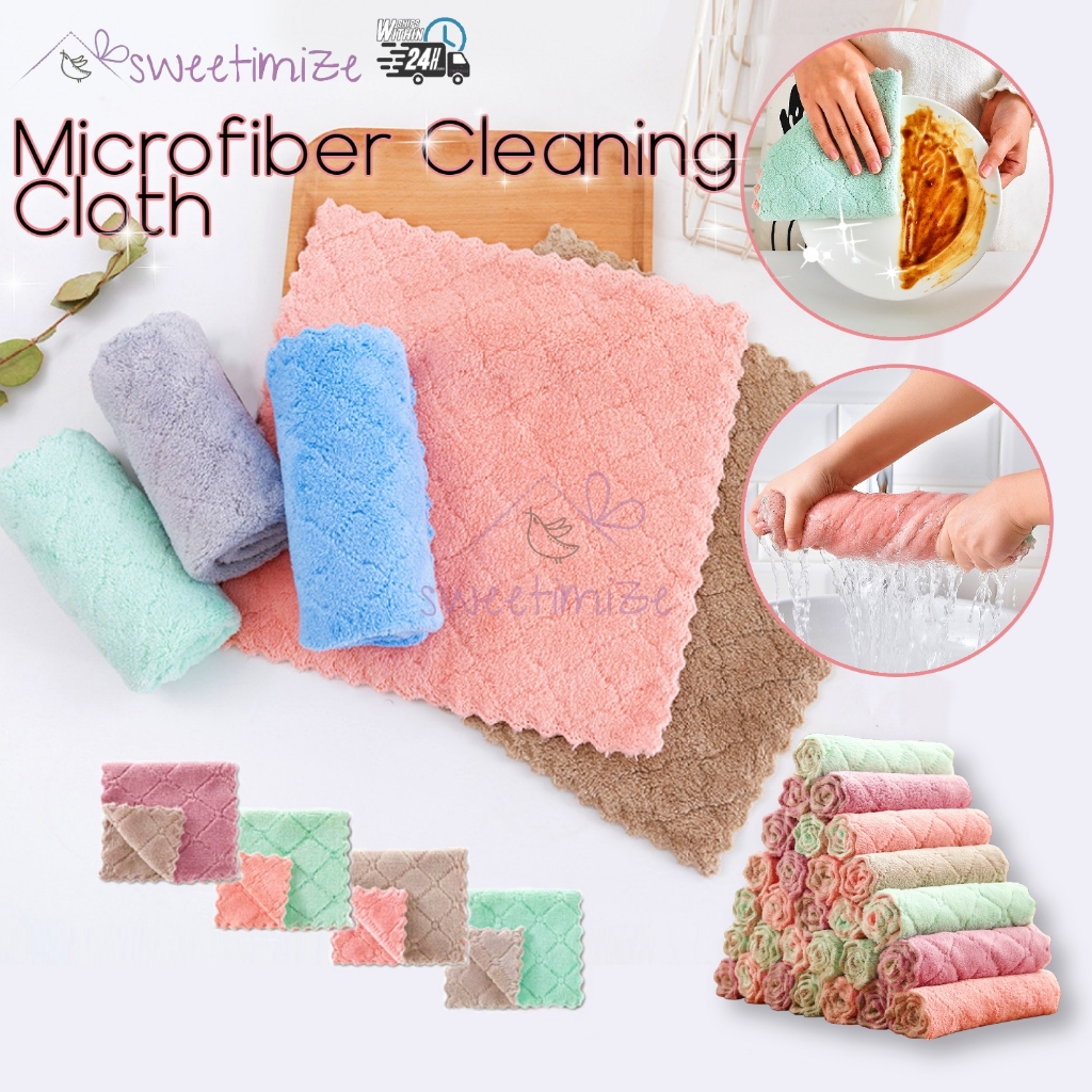 🇸🇬 Microfiber Cloth Kitchen Cleaning Large Towels Double Sided Rag ...