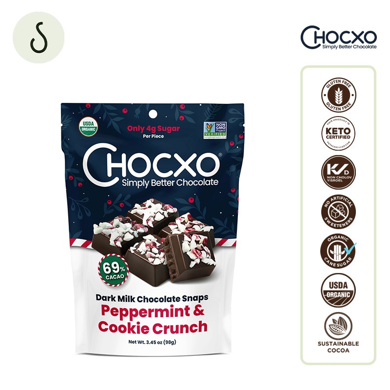 (SMART SNACKS) ChocXO Dark Milk Chocolate Peppermint & Cookie Crunch ...