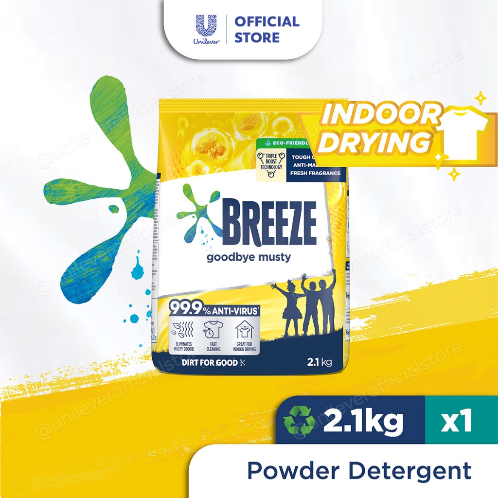 Breeze Goodbye Musty (Indoor Drying) Powder Detergent 2.1kg | Shopee Singapore