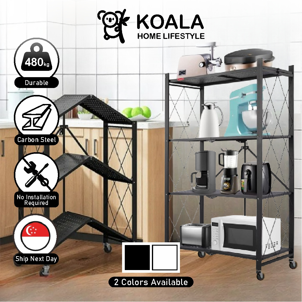 🇸🇬Koala Home🔥Folding Kitchen Storage Rack/Shelf Installation-Free with ...