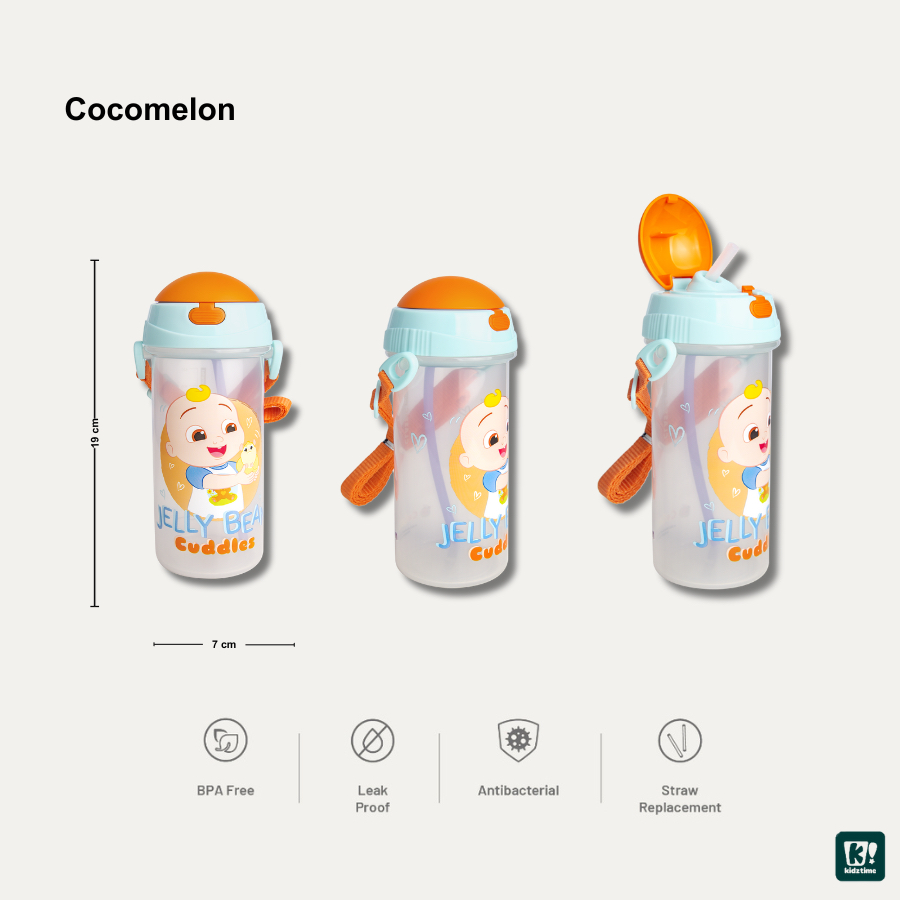 Kidztime 380ml/550ml Antibacterial Classic Sipper Kids Straw water bottle BPA Free pawpatrol ...