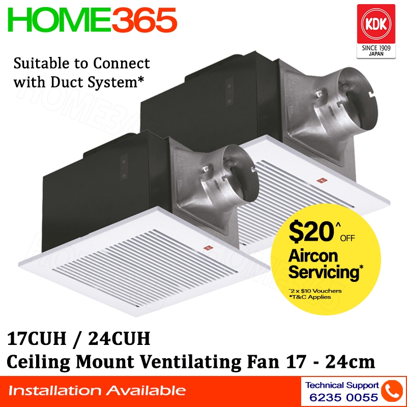 KDK Ceiling Mount Ventilating Fan 17-24cm 17CUH / 24CUH | Shopee Singapore