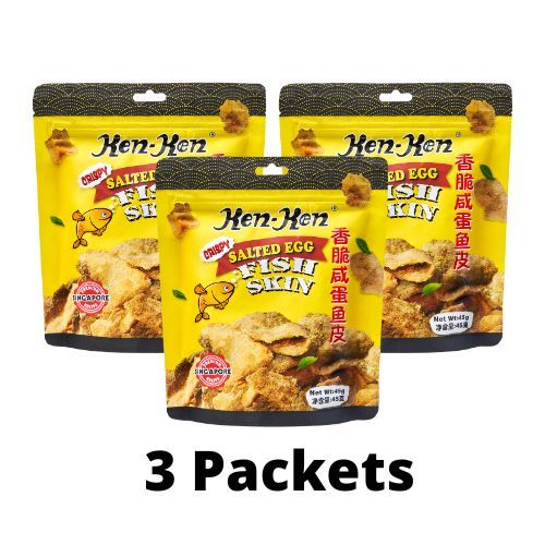 Ken Ken Crispy Salted Egg Fish Skin Snack 45g, 3 Packs | Shopee Singapore