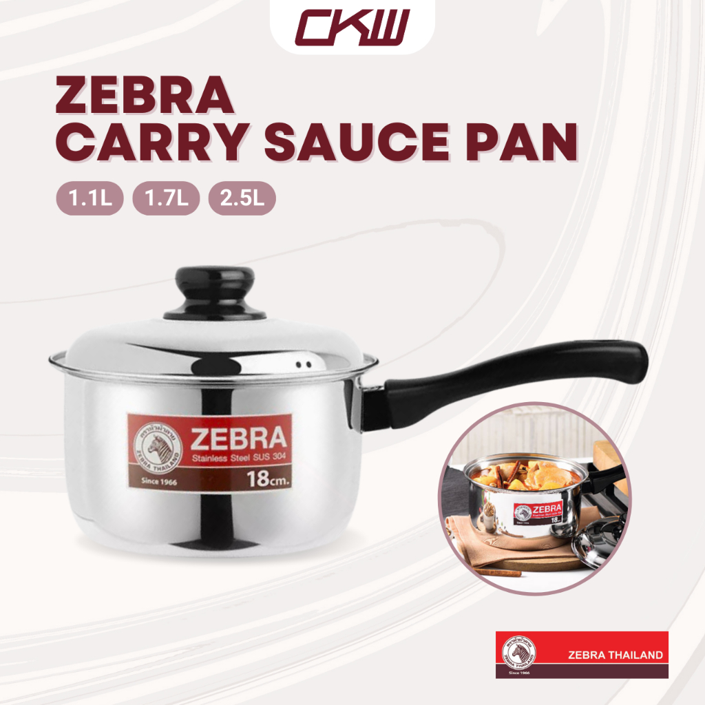 Zebra Carry Sauce Pan, Stainless Steel [ 14 16 18 cm SUS 304 Food Safe Heavy Duty Thailand ...