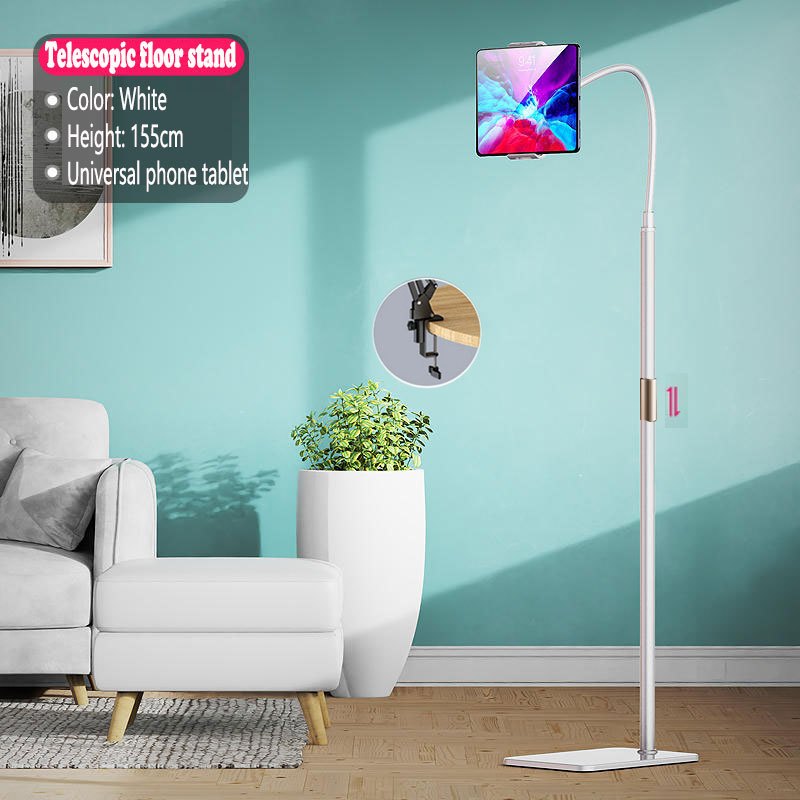 Tablet Phone Floor Stand Double Pole Flexible Holder Support For iPhone ...