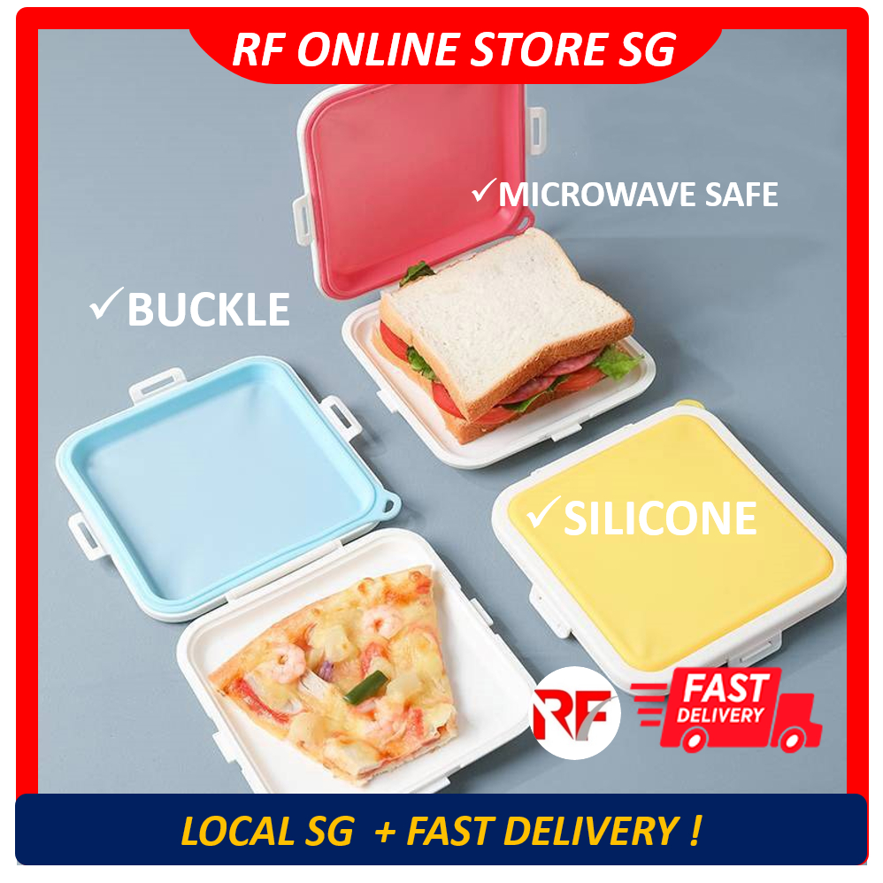 Sandwich Box Silicone Reusable Lunch Box Food Storage Case Microwave ...