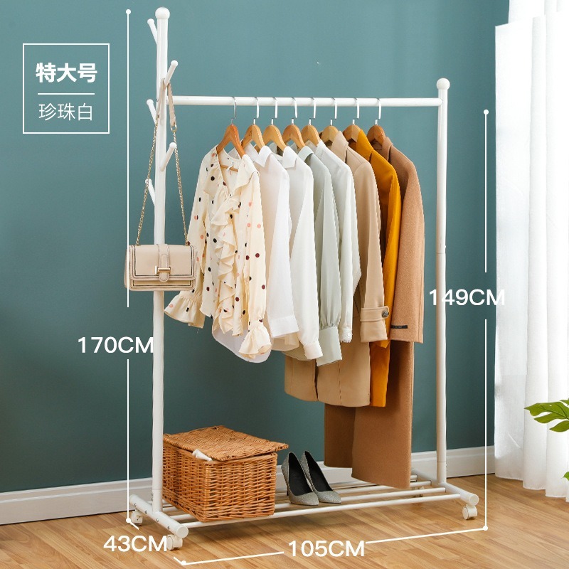 🌈Clothes Rack 3-in-1 Coat Rack Rolling Garment Rack with Bottom Shelves ...