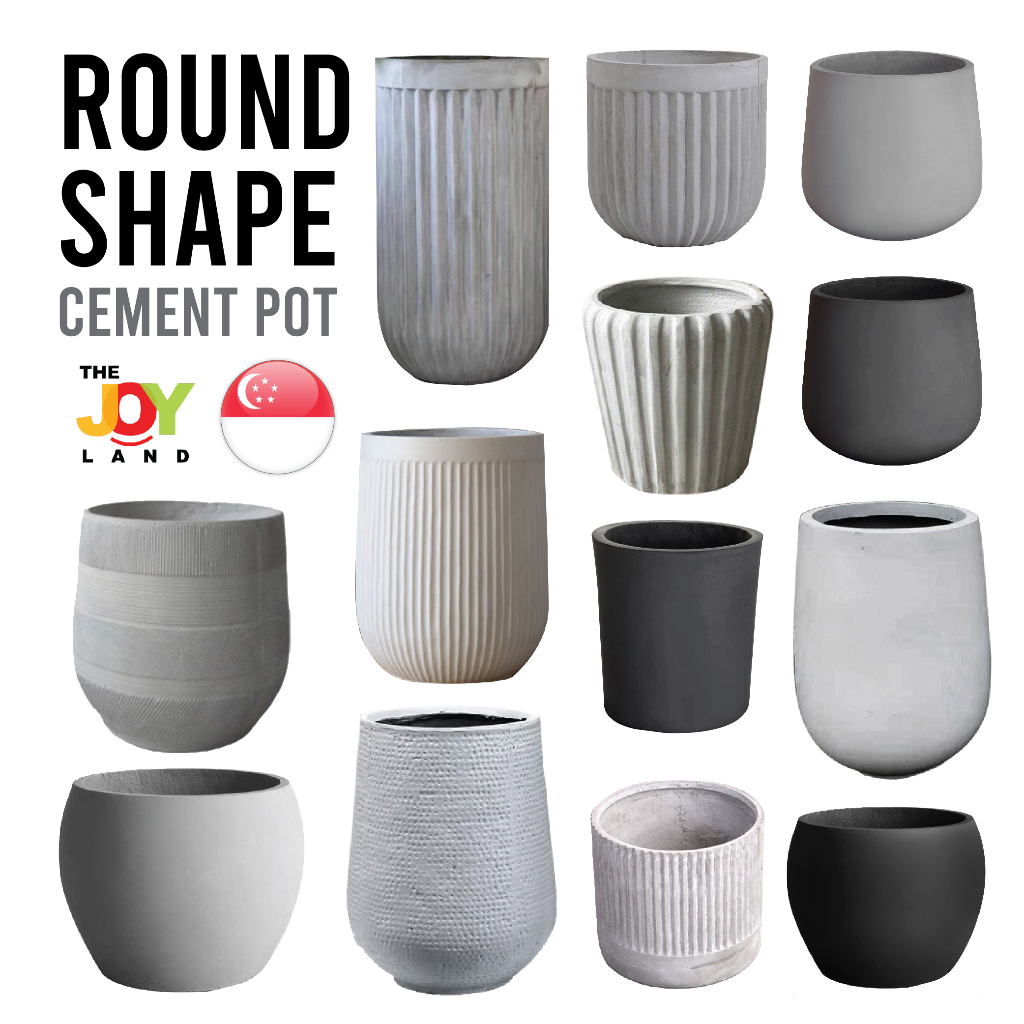 Round Shaped Cement Pot Planter Box Planter Fiberglass Pot Tall Pot ...