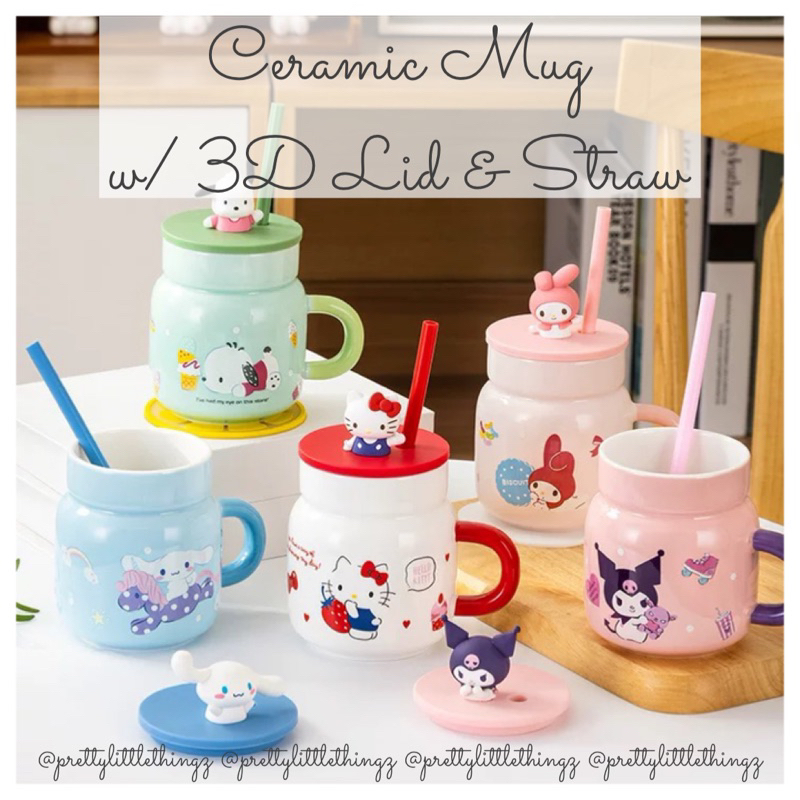 * SG READY STOCK * Sanrio Ceramic Mug w/ 3D Lid & Straw (Pochacco ...