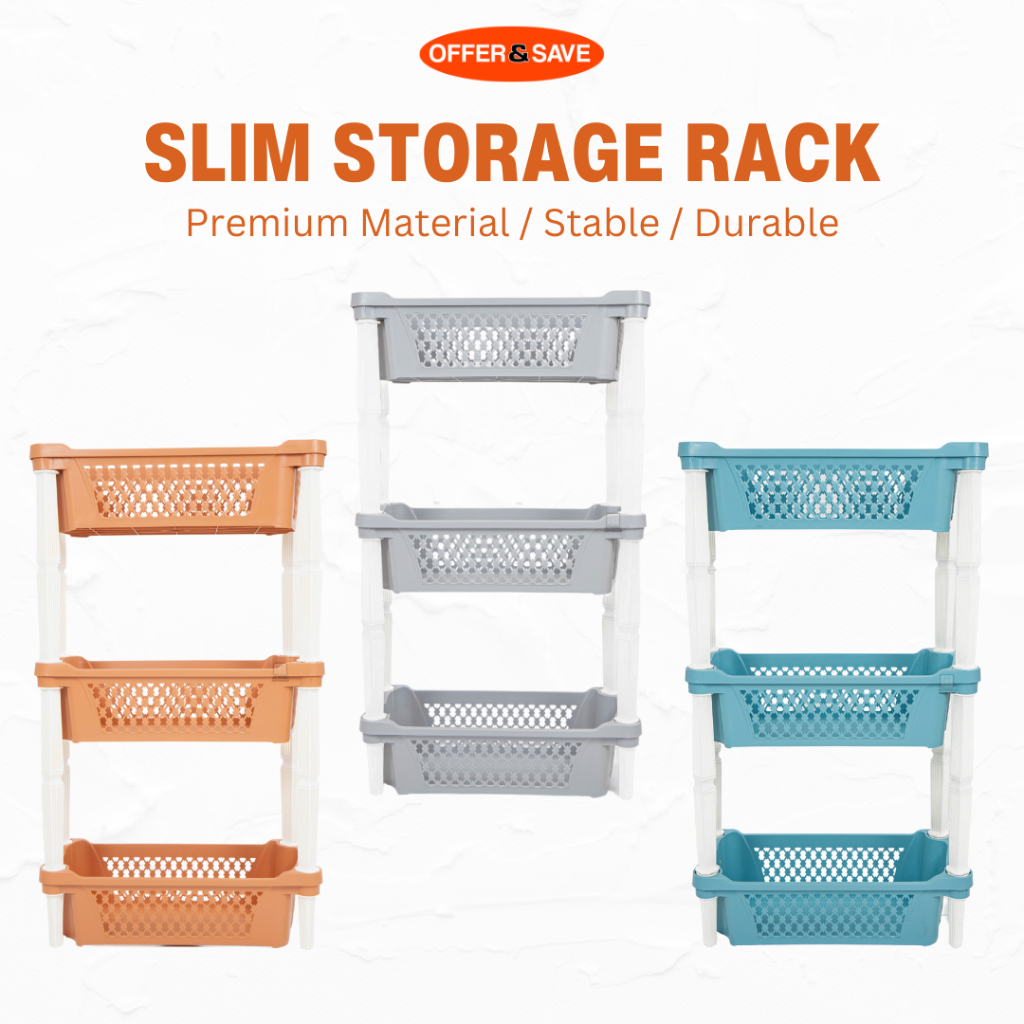Premium Multi-Purpose Slim Kitchen Storage Rack 3-Tier Slim Storage ...