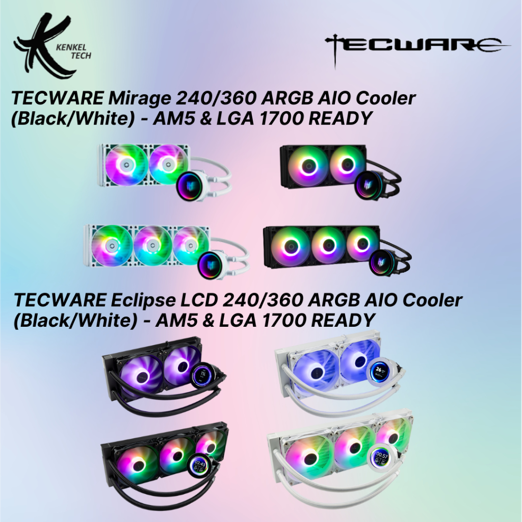 Tecware Mirage Eclipse Lcd Rgb Fans 120 240 360 Aio Cpu Liquid Cooler
