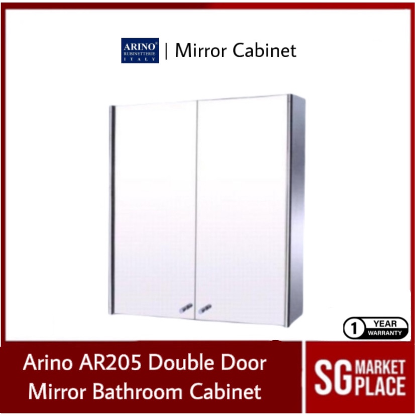 Arino AR205 Double Door Mirror Bathroom Cabinet | Stainless Steel ...