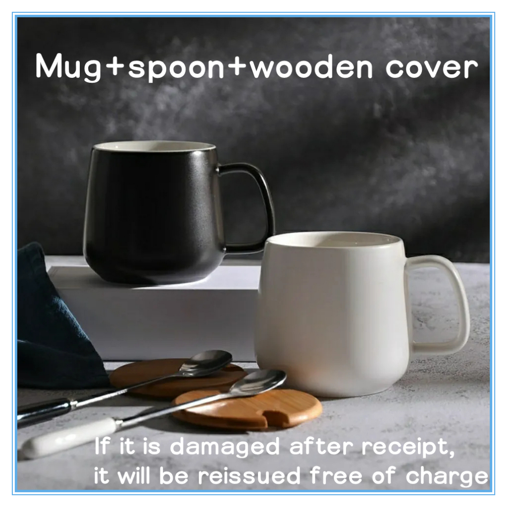 🍡SG Stock Mug Ceramic coffee mug with lid with spoon 咖啡杯 马克杯 | Shopee ...