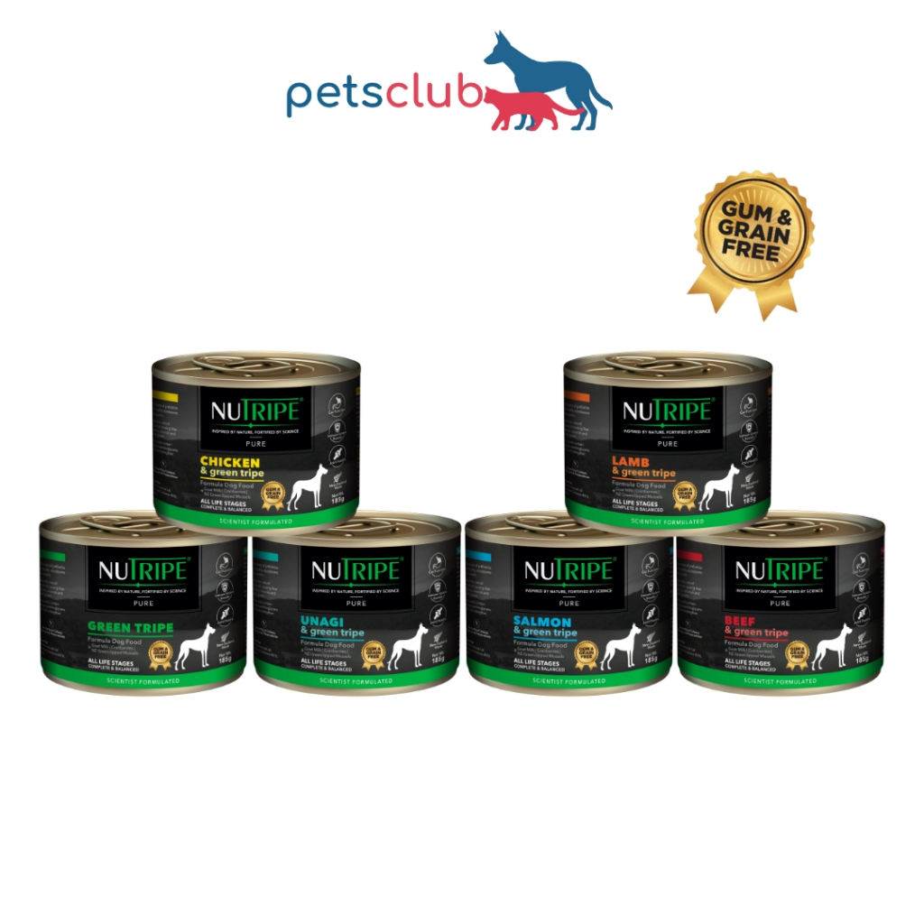 [Bundle of 12/24] Nutripe Pure with Green Tripe Dog Wet Food, 185g, 6 Flavors Available | Shopee ...