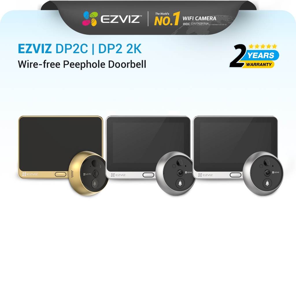 EZVIZ DP2C | DP2 2K | Wire-free Peephole Doorbell | Shopee Singapore