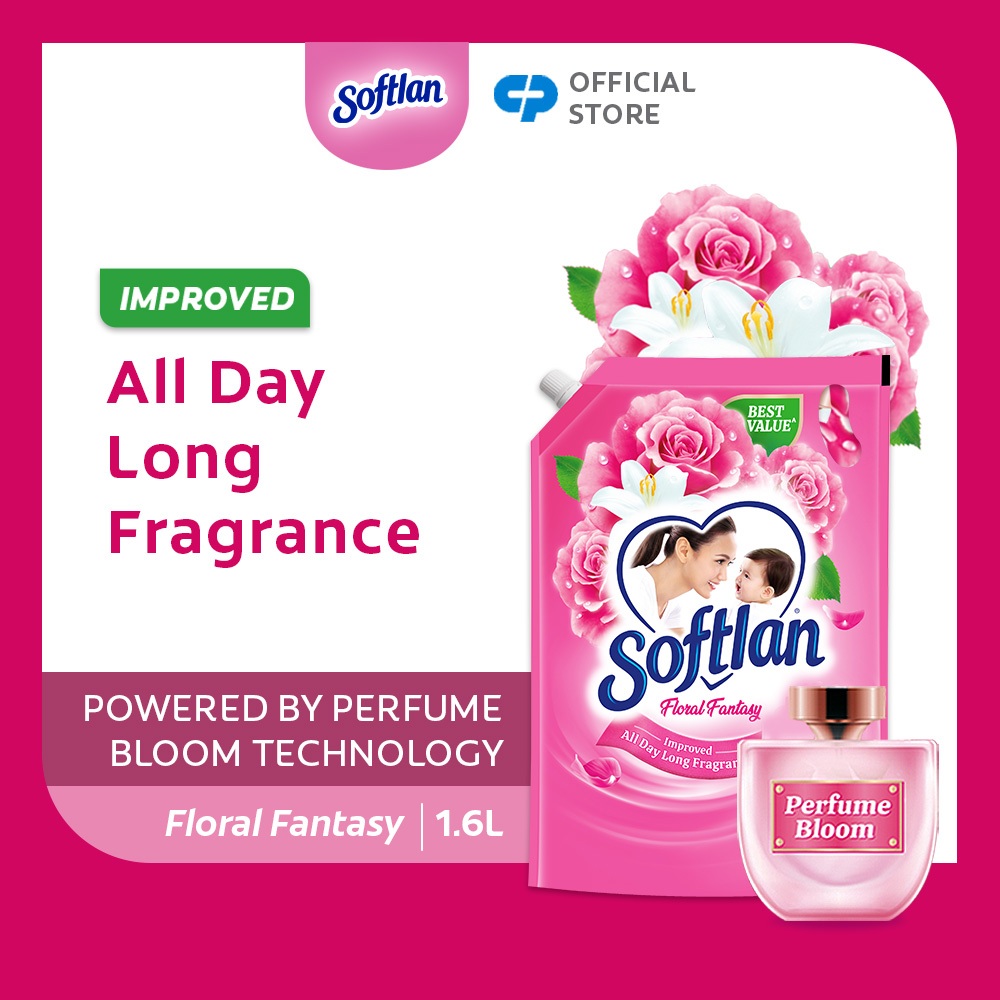 Softlan Anti Wrinkles Floral Fantasy (Pink) Fabric Softener 1.6L Refill ...