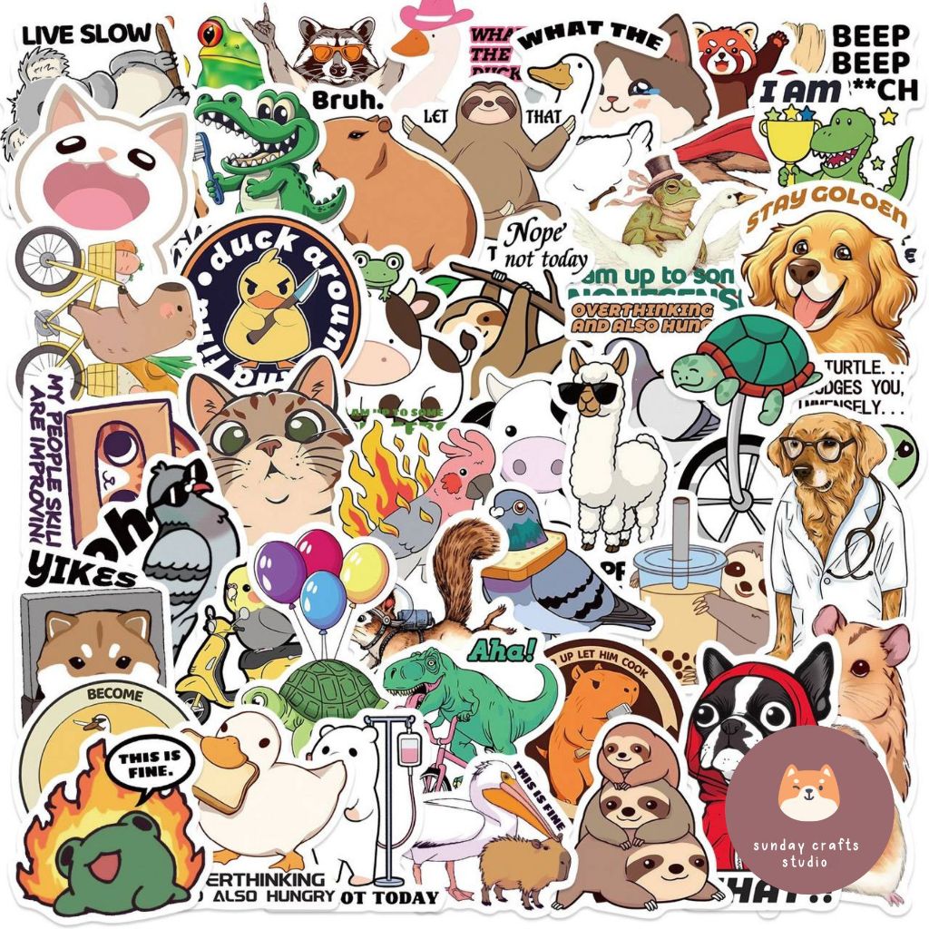 [SG] ️ 50pcs Random Funny Animal Meme Sticker Pack | Shopee Singapore