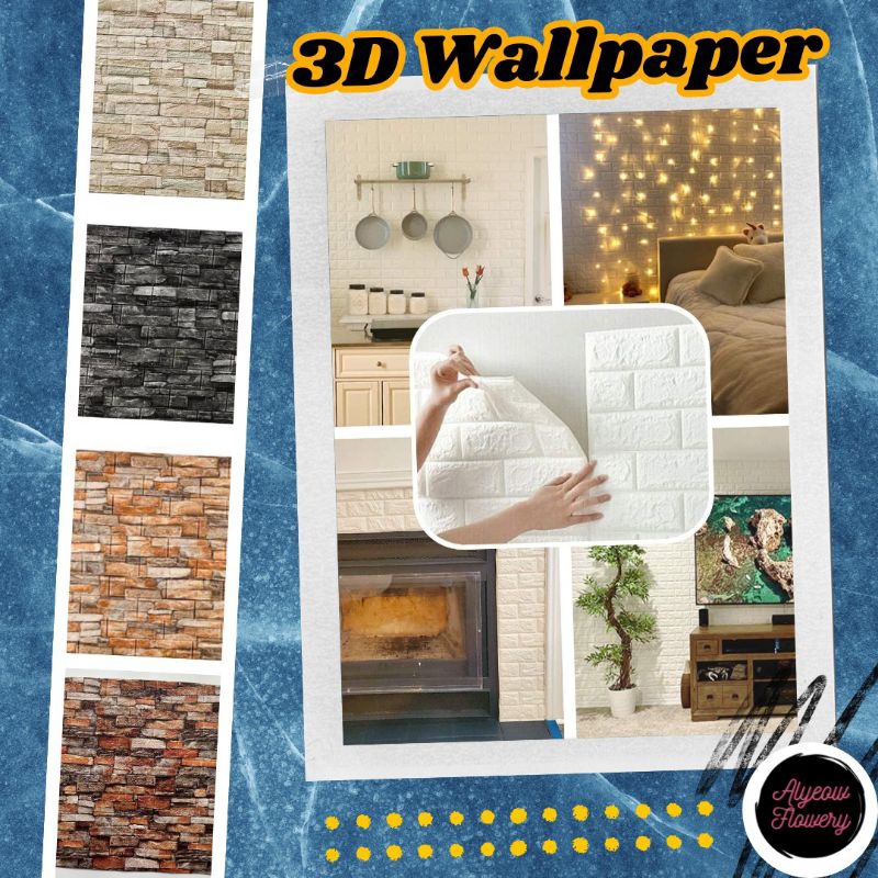 3D - Brick Wallpapers (77cm by 70cm) Stickers DIY Decor Wallpaper Self ...