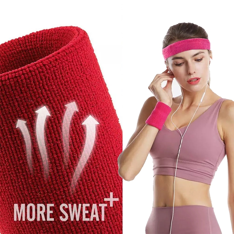 【SG STOCK】1PC Sport Wristband Sweatband Cotton Hand Band For Gym Tennis ...