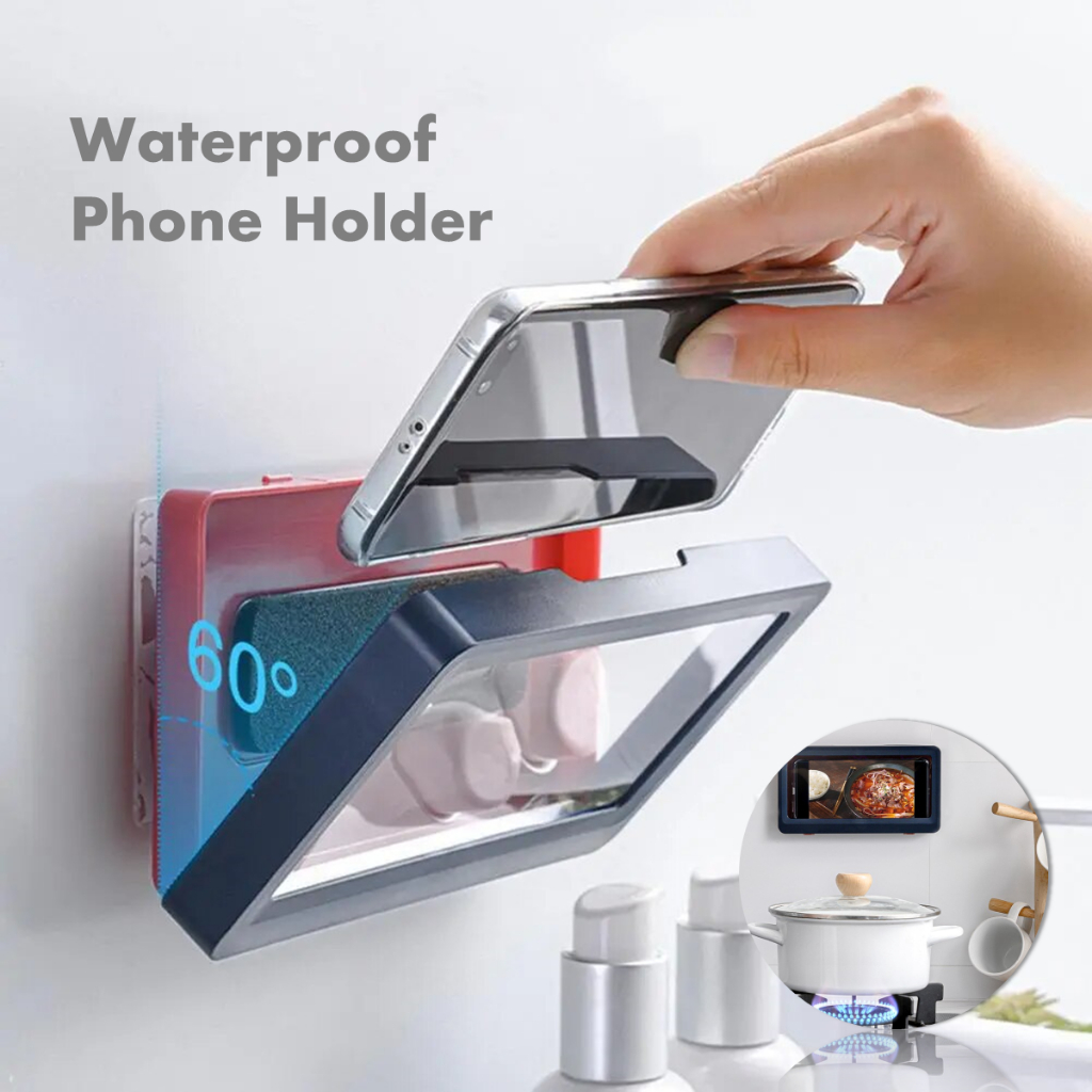 Wall Mount Bathroom Shower Phone Holder Toilet Waterproof Phone Case ...