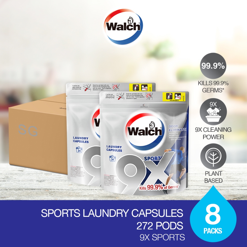Walch® 9X Sports Laundry Capsule Refill 34 Pods x 8 Packs | Shopee ...