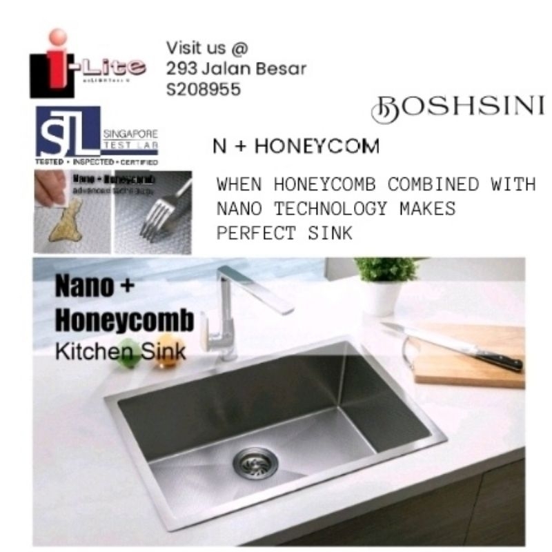[ BOSHSINI ] NANO + HONEYCOMB STAINLESS STEEL SINK TOP/ UNDER MOUNT ...