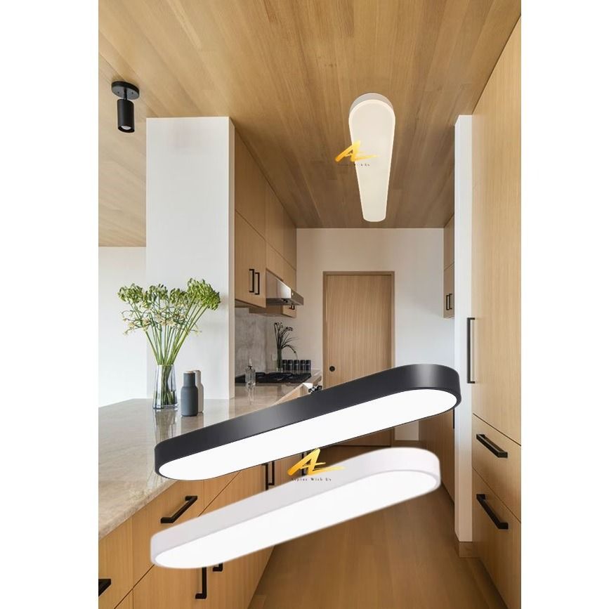 LED Ceiling Light Rectangle Luxe Black White Tri Color Remote Dim ...