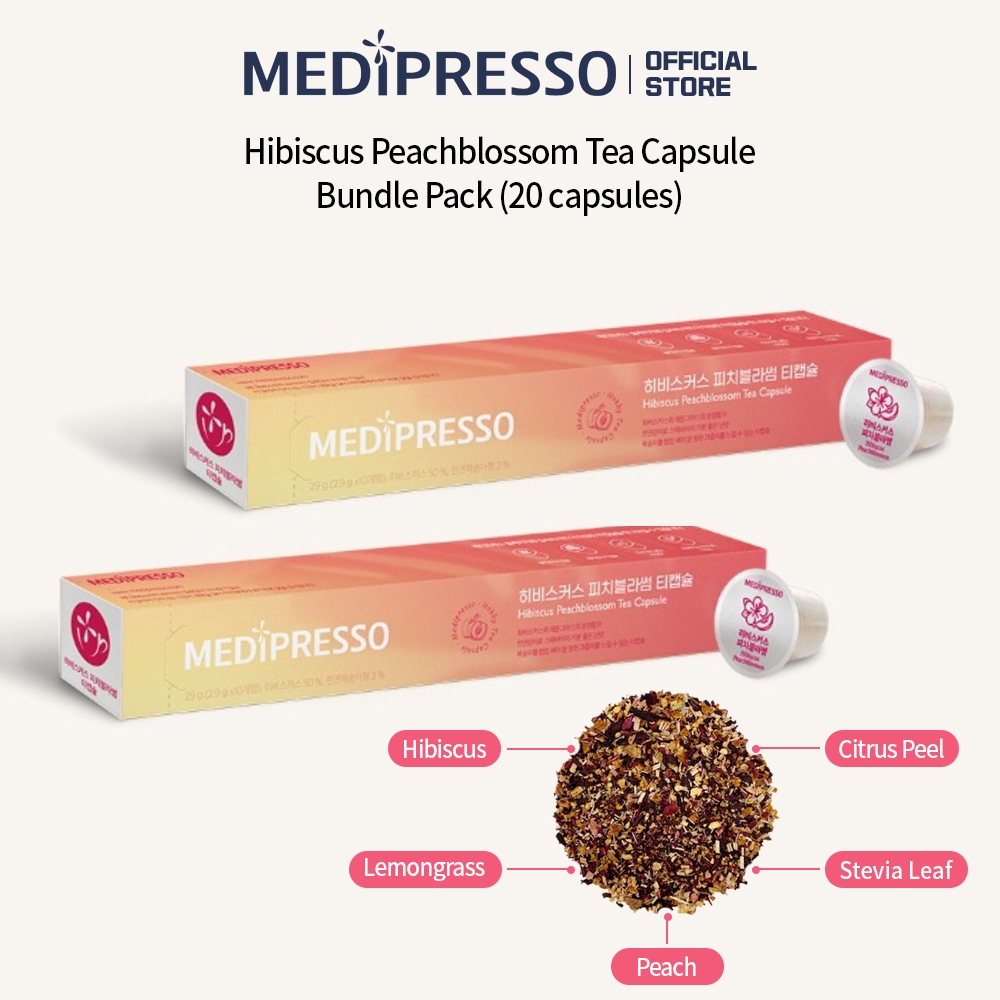【MEDIPRESSO OFFICE 】 Hibiscus Peachblossom Tea Capsule Bundle Pack (20 ...