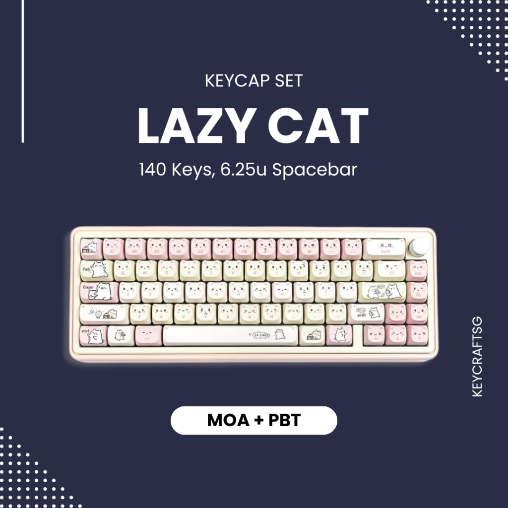 🇸🇬 Lazy Coffee Cat Ears Keycaps PBT MOA Profile Dye Sublimation Cute ...