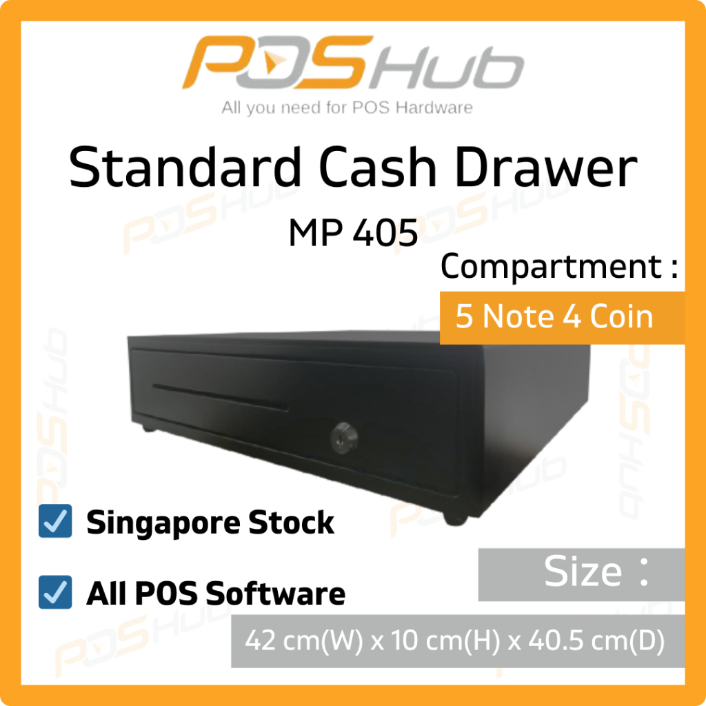5 Compartment Heavy Duty Cash Drawer Box POS Register MP 405 POS 5 Note ...
