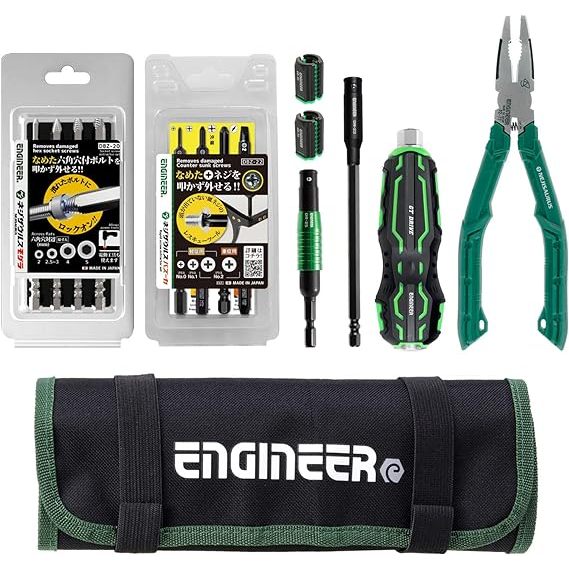 ENGINEER 8-piece combined tool set for flat head Phillips head screws ...