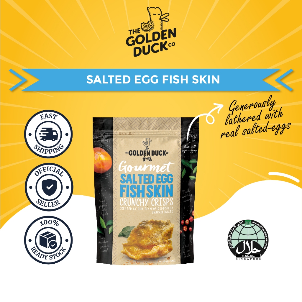 The Golden Duck Salted Egg Fish Skin Crunchy Crisps Snacks | Shopee ...