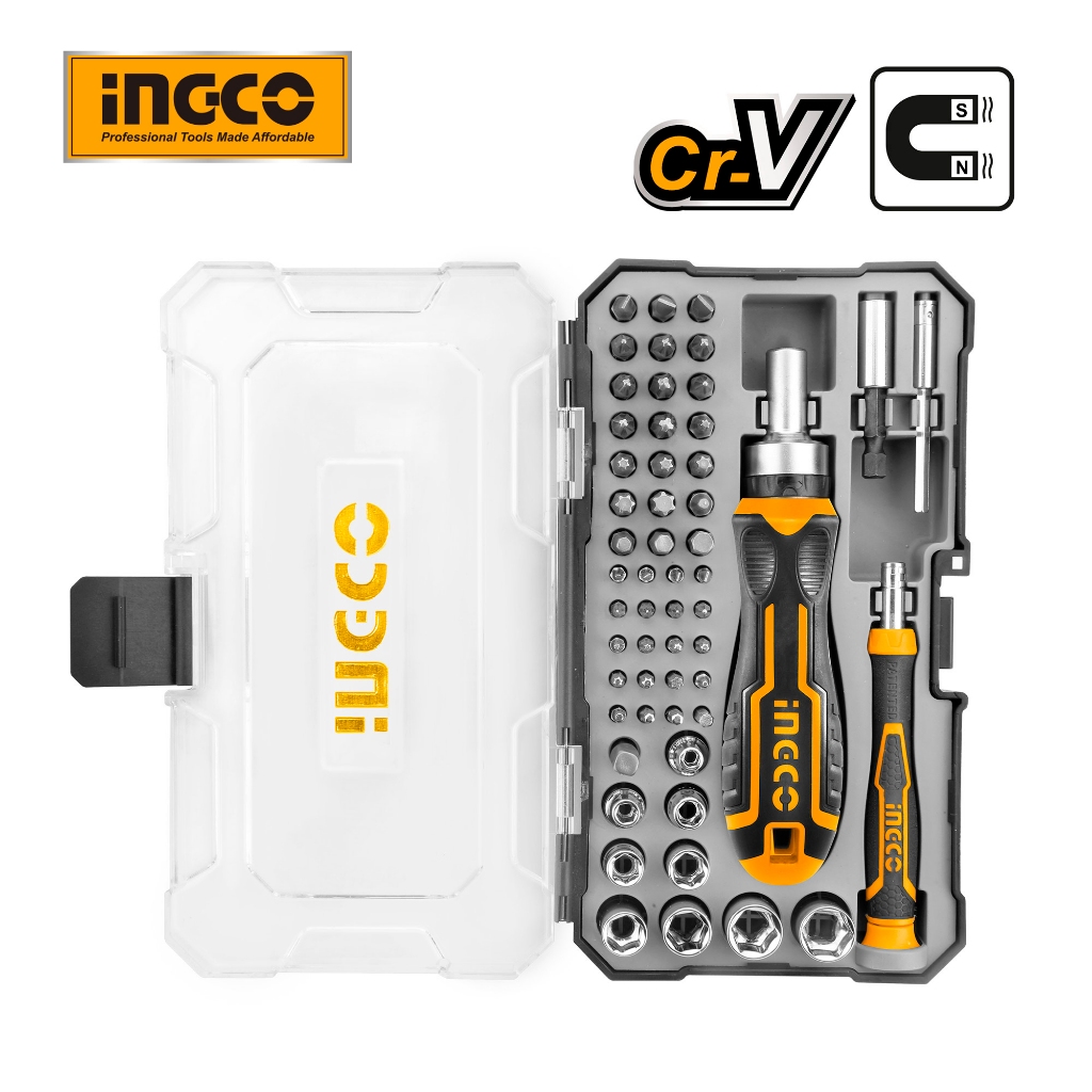 INGCO 55PCS Screwdriver Bits Set with Screwdriver Bits Bits Adaptor ...