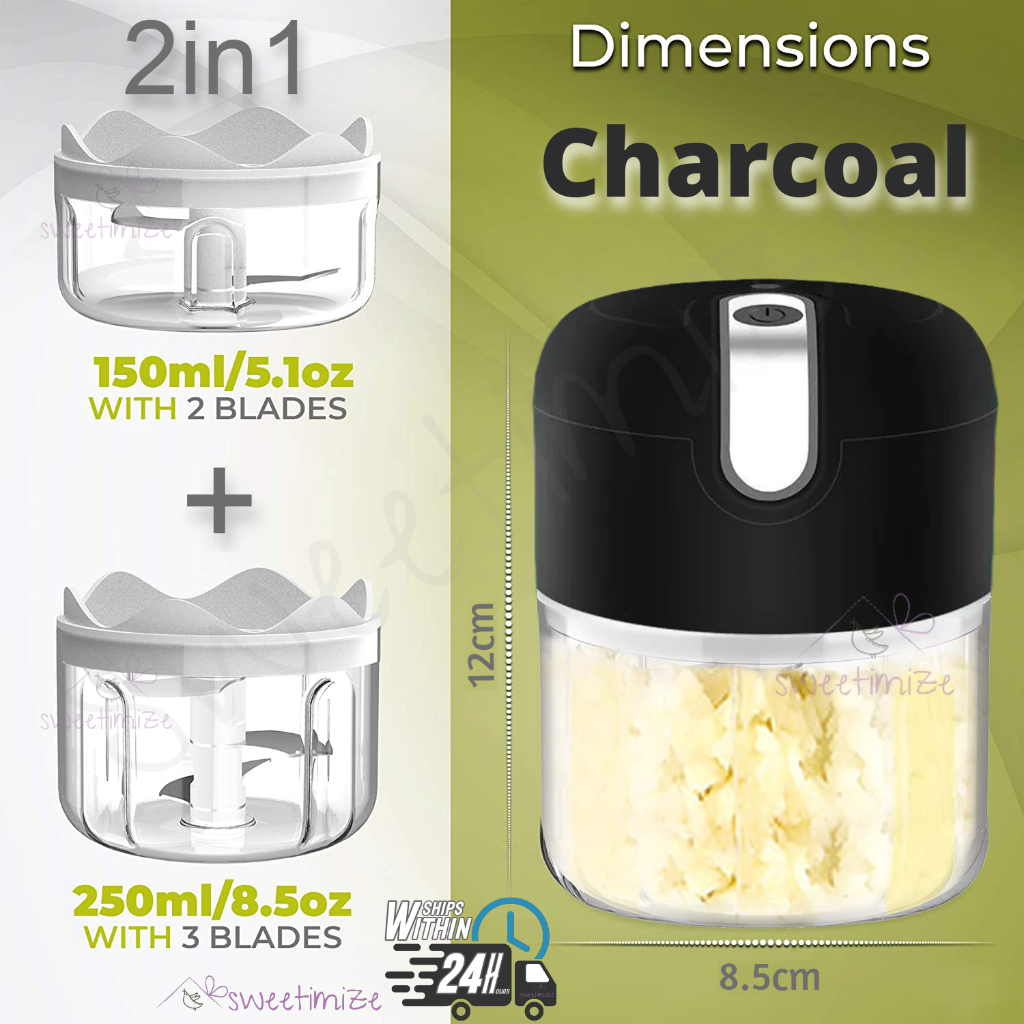 🇸🇬 Kitchen Mini Electric Food Processor/Rechargeable Garlic Blender/USB ...