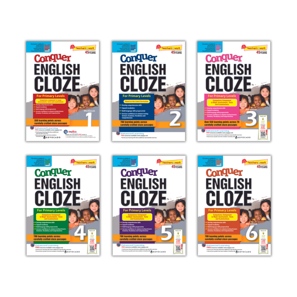 Conquer English Cloze For Primary Levels Workbook 1 - 6 | Skill-based ...