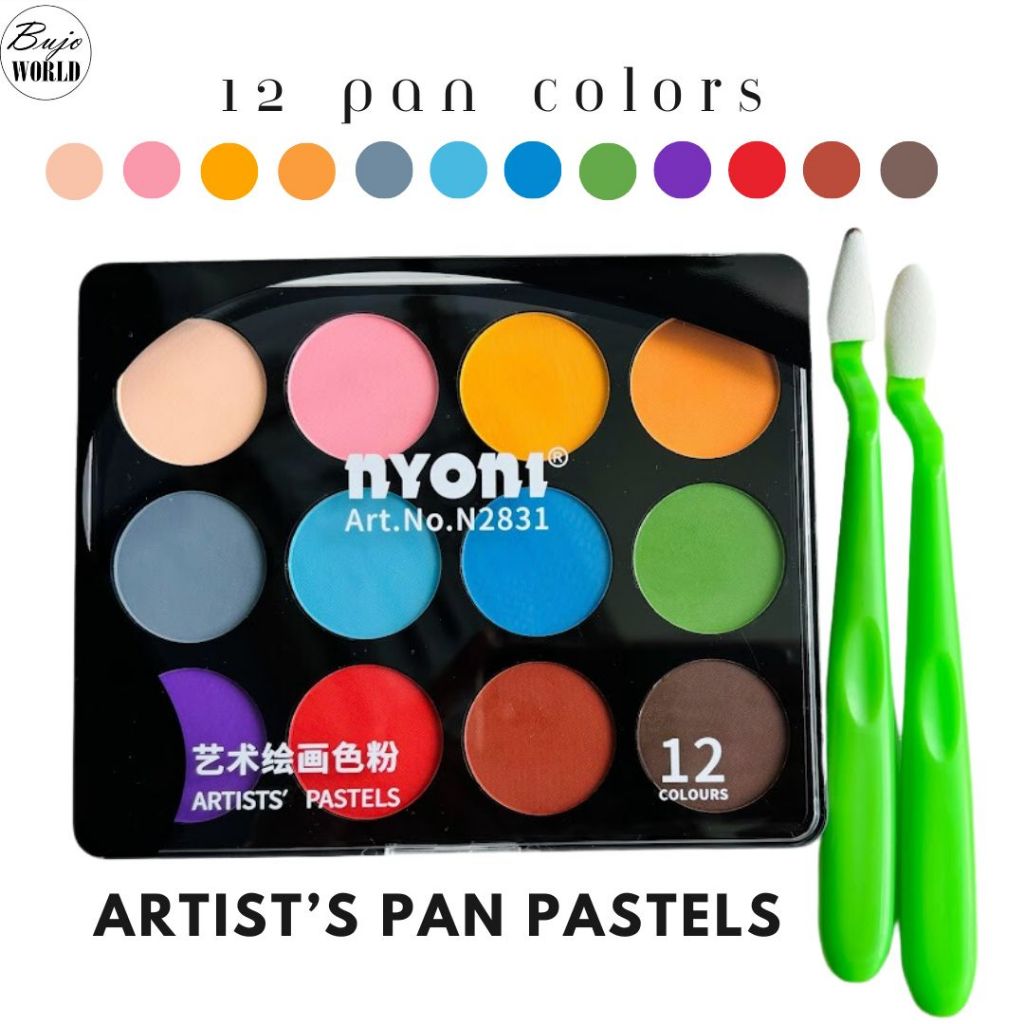 Artist Pan Pastels Set,12 Ultra Soft Pastel Colors Pan Format with ...