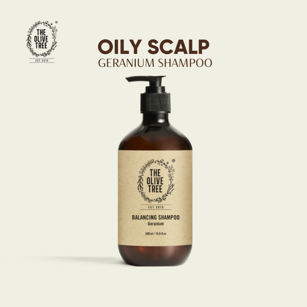 The Olive Tree Balancing Geranium Shampoo 500ml for Oily Scalp Anti ...